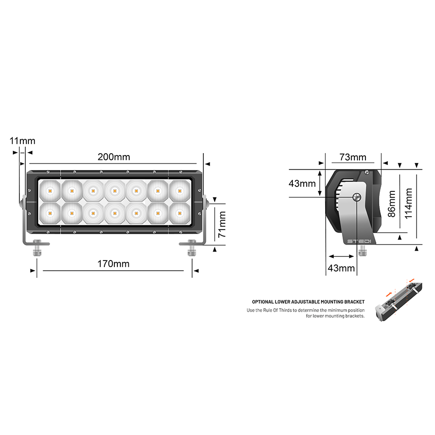 STEDI ST4K 8 Inch 12 LED Double Row Light Bar